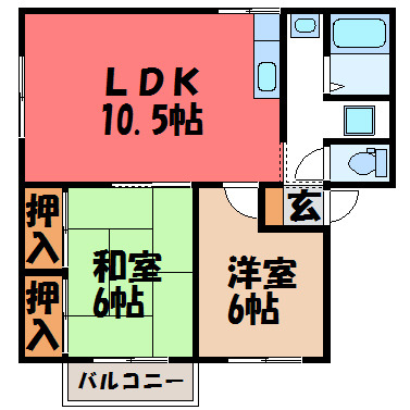 ソレイユB 2LDK 5.2万円 初期費用7万円｜宇都宮 賃貸のことなら小金井不動産